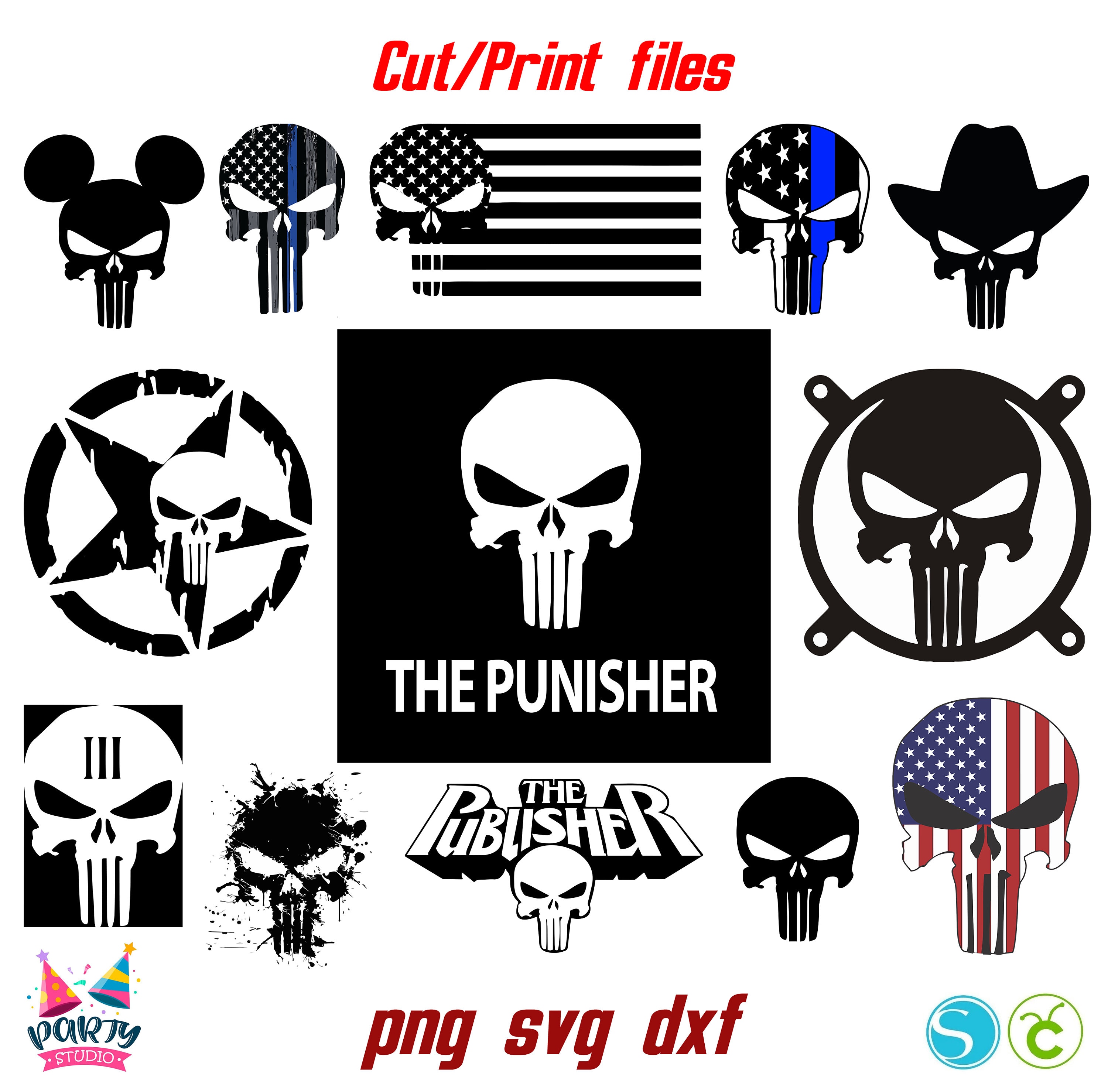 The Punisher Svg Bundle, Punisher Png, Punisher Cricut Svg, Skeleton ...