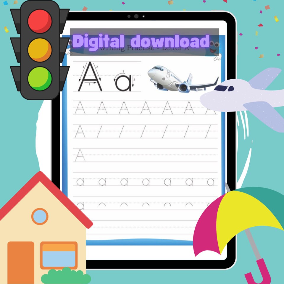 Digital Download/ Printable Kids Worksheets Alphabet Tracing ...