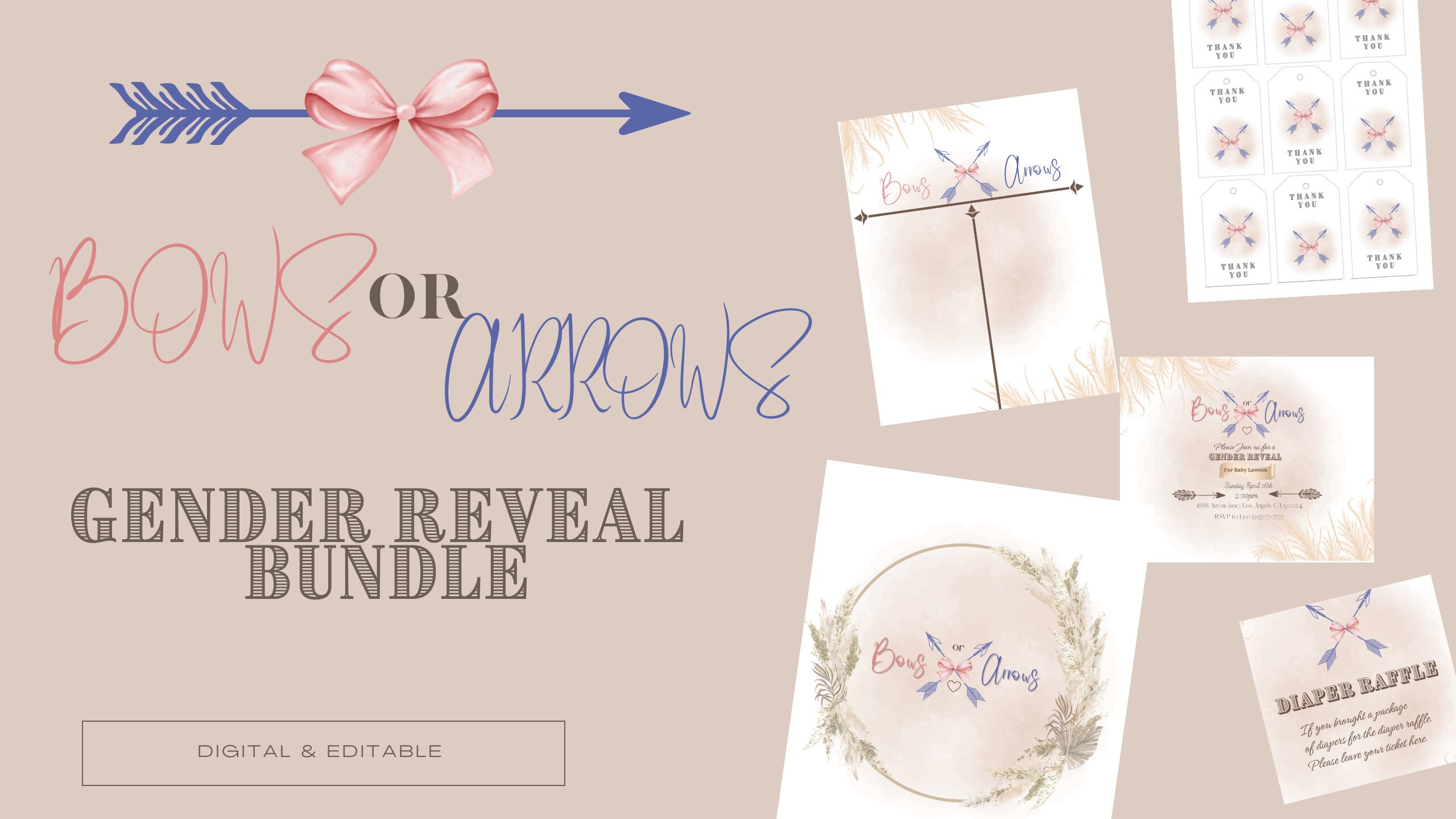 Bows or Arrows Gender Reveal Bundle - Etsy