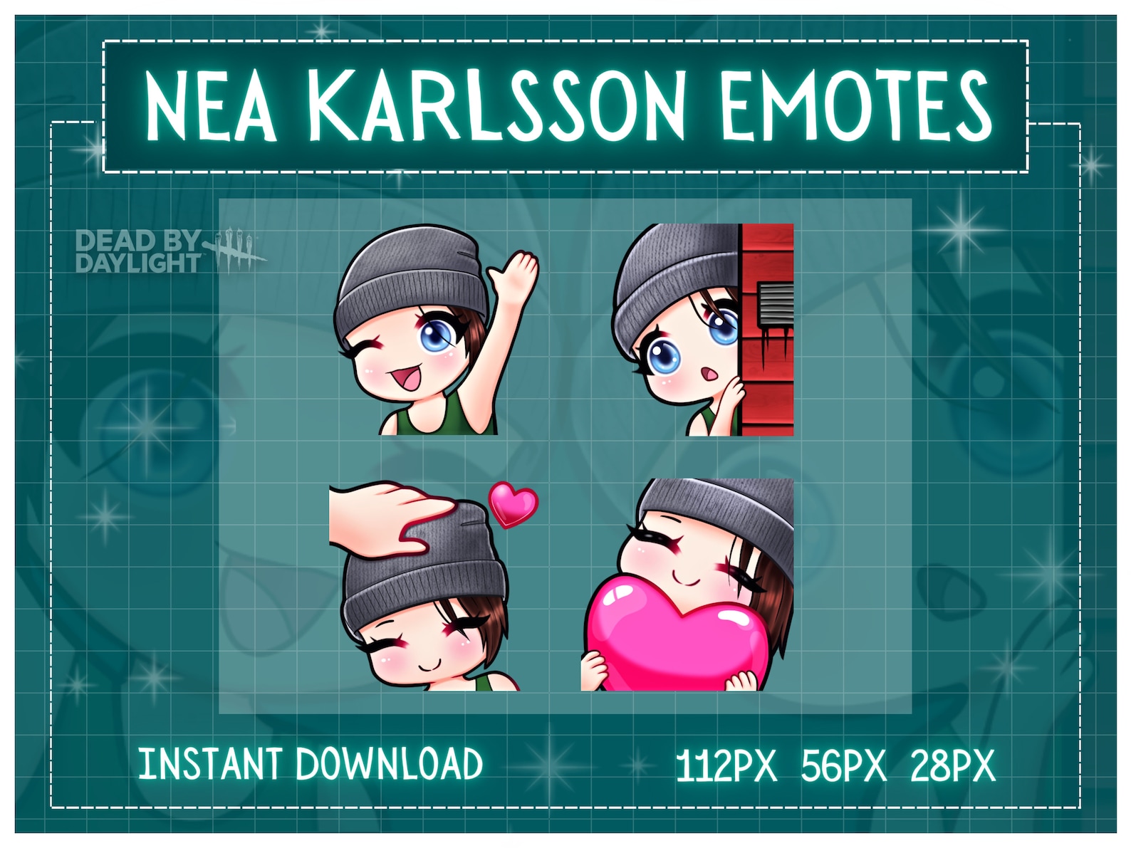 Cute Nea Karlsson Emote Set | Dead by Daylight Emotes | Twitch Sub, Bit ...