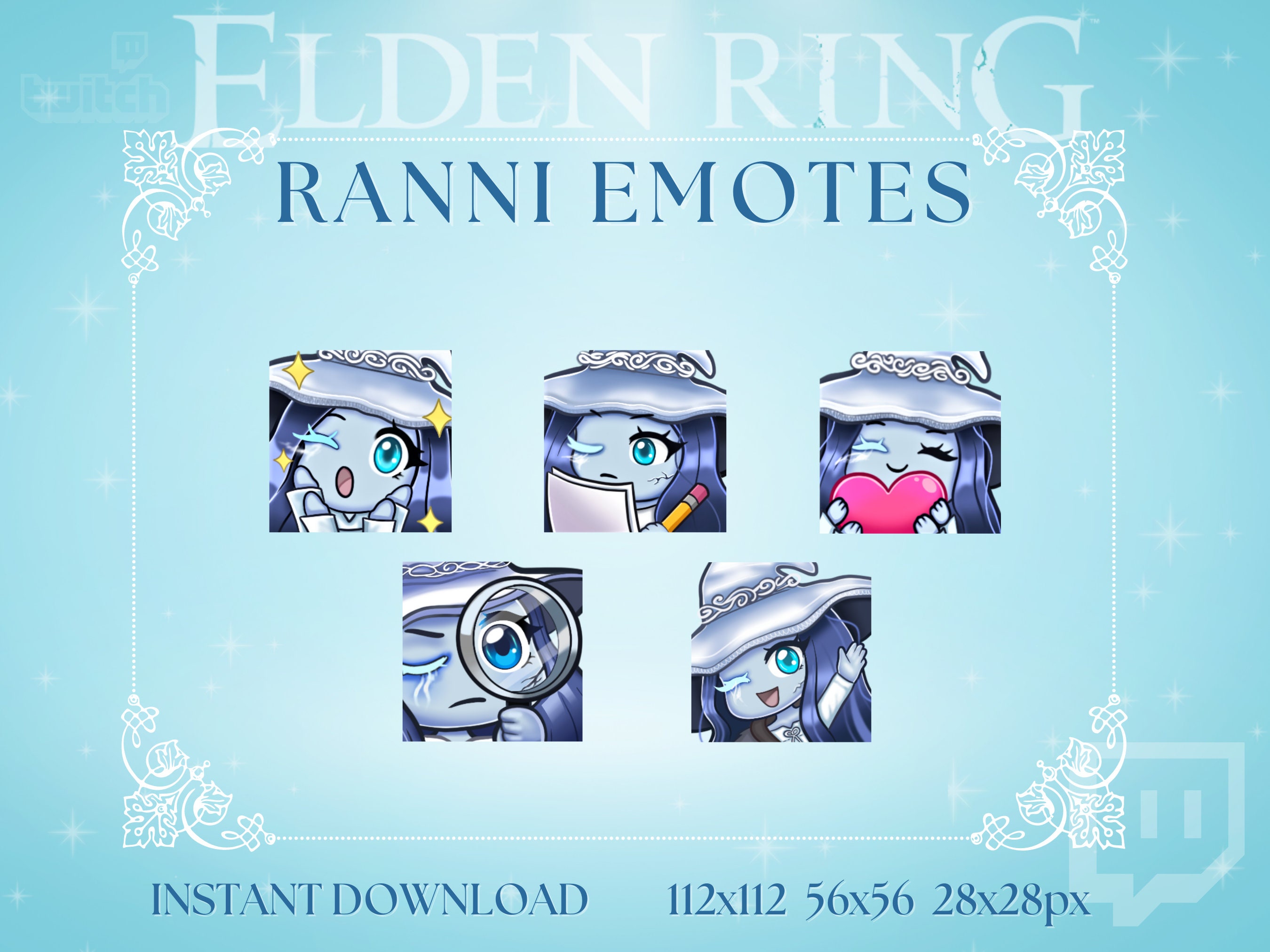 Cute Ranni the Witch Emote Set | Elden Ring Emotes | Twitch, Discord ...