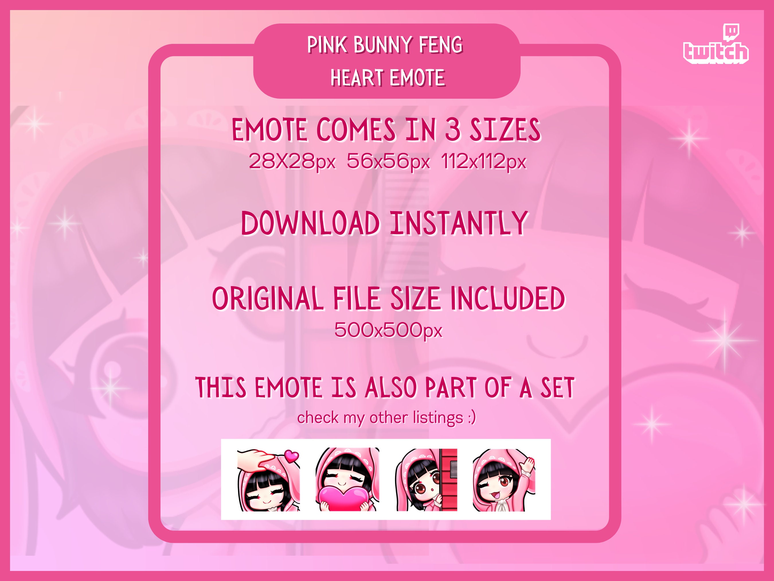 Cute Pink Bunny Feng Min Heart Emote Dead by Daylight Emotes - Etsy