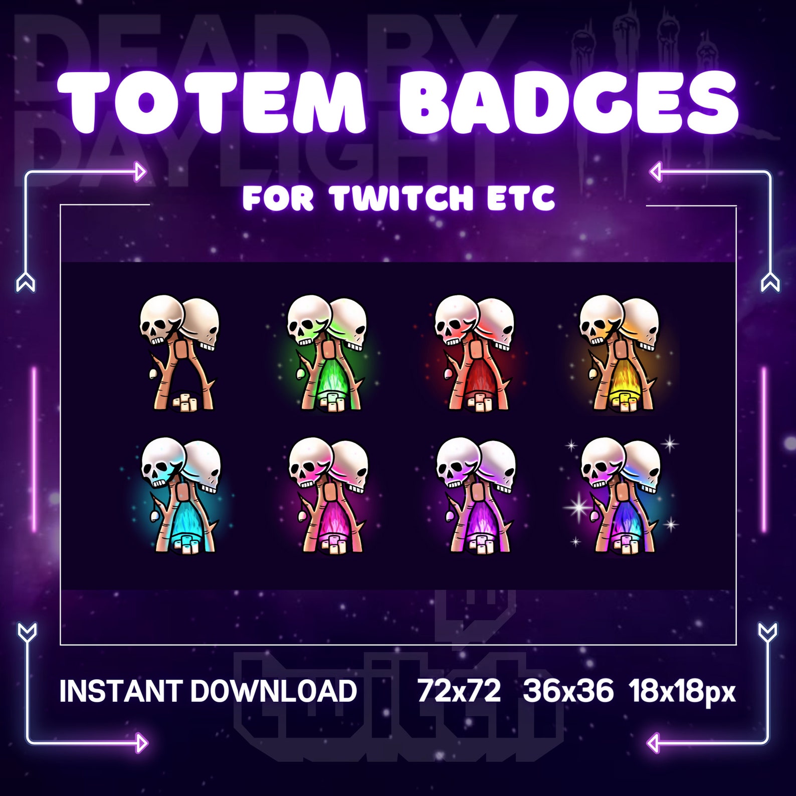 Dead by Daylight Hex & Boon Totem Sub/bit Badges | Set of 8 | Twitch ...