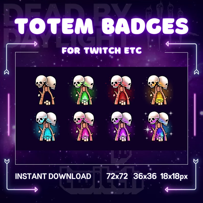 Dead by Daylight Hex & Boon Totem Sub/bit Badges | Set of 8 | Twitch ...