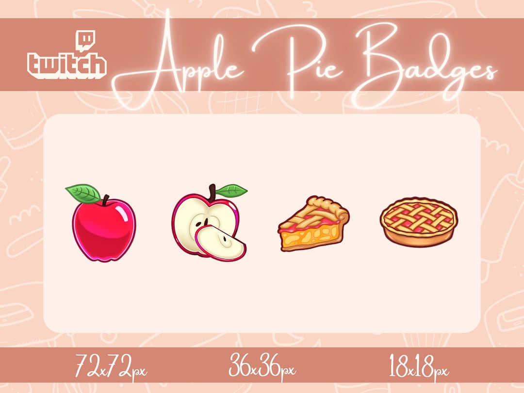 Cute Apple Pie Badges | Apple Badges for Twitch, Discord | Sub Badges ...