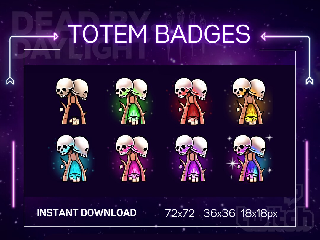 Dead by Daylight Hex & Boon Totem Sub/bit Badges Set of 8 Twitch Badges ...