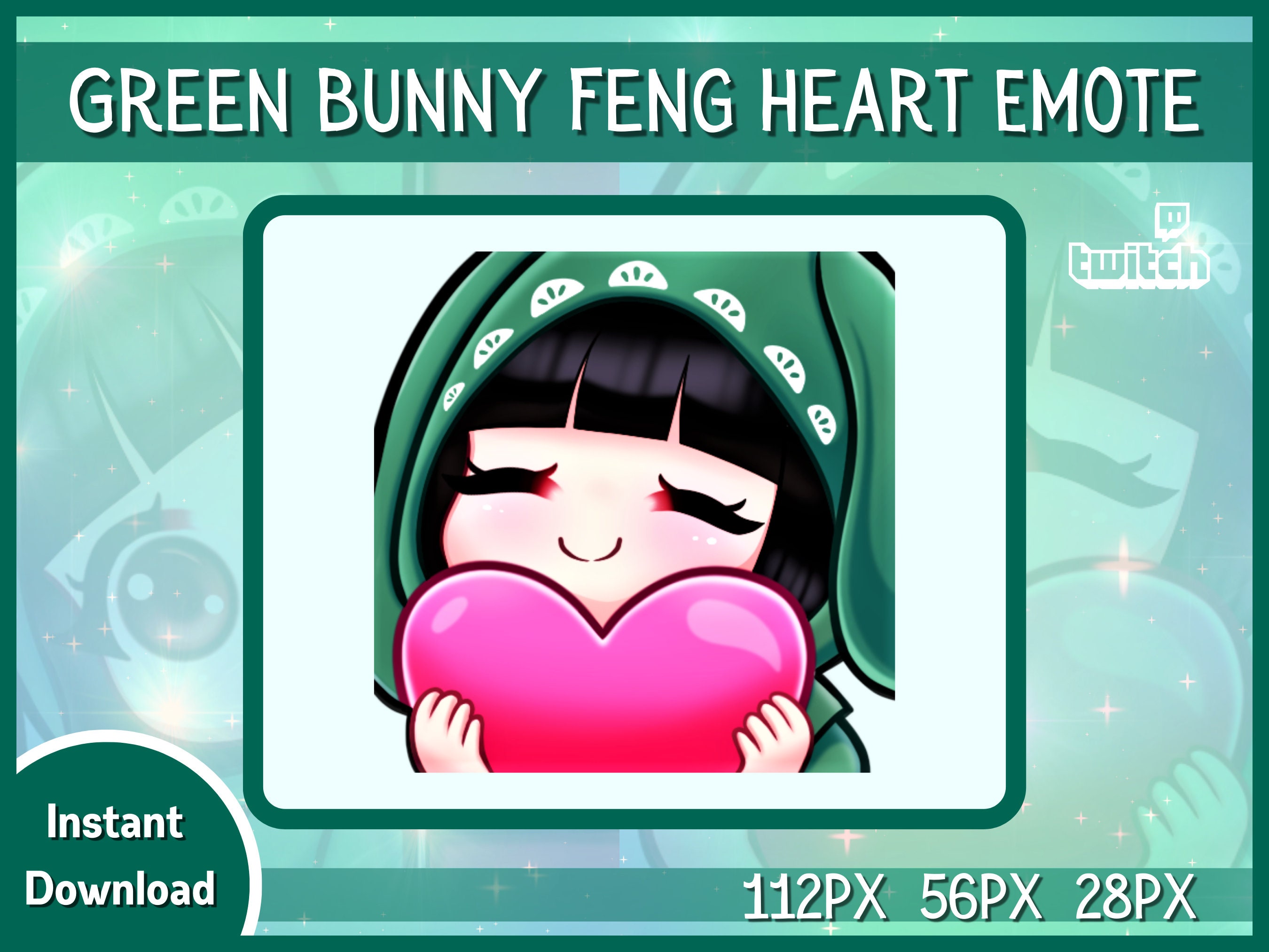 Cute Green Bunny Feng Min Heart Emote Dead by Daylight Emotes Twitch ...