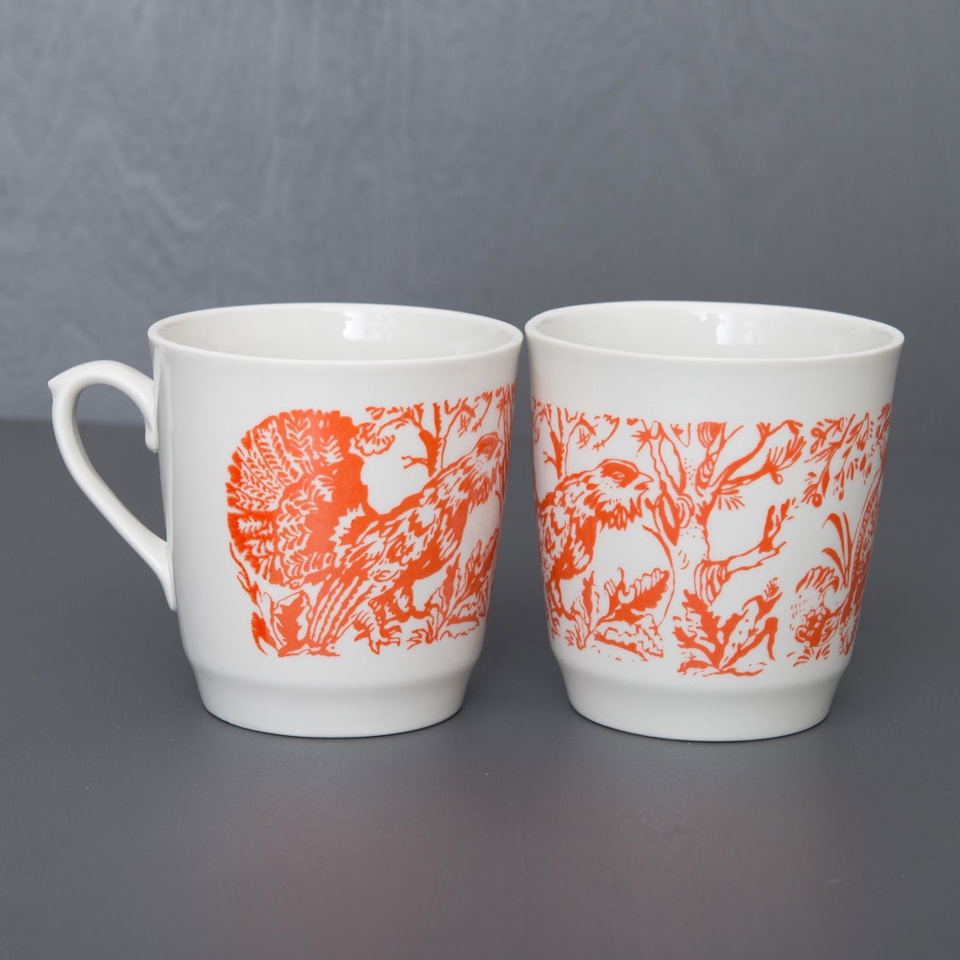 2 Large Soviet Coffee Mugs, Dovbish Porcelain, 1980s - Etsy