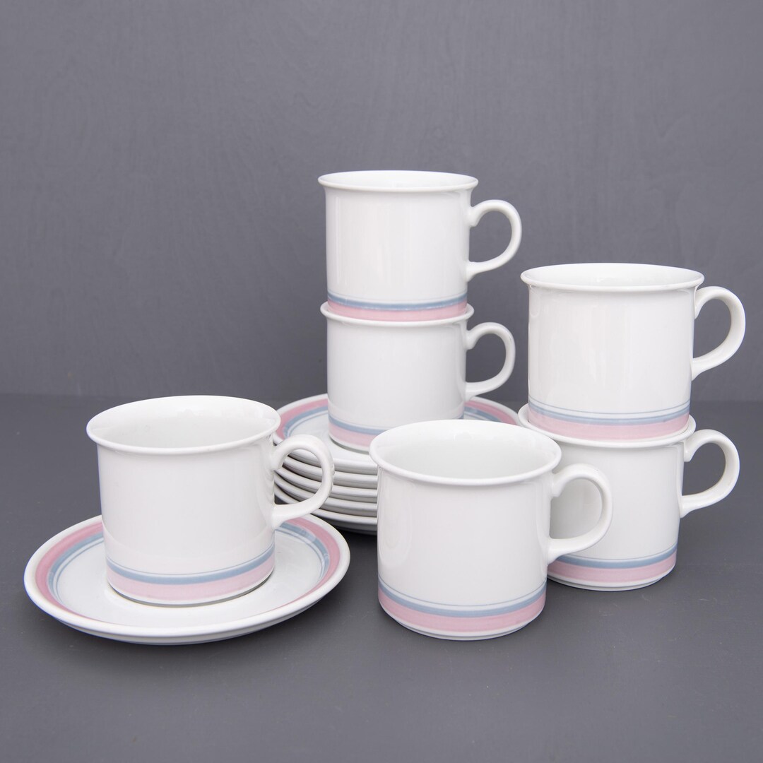 Figgjo Gourmet 1980s Norwegian Vintage - Coffee Mugs With Saucers, Set ...
