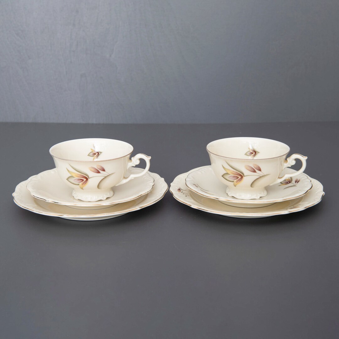 Vintage Victoria Czechoslovakia Tea Set for Two: Porcelain Floral ...