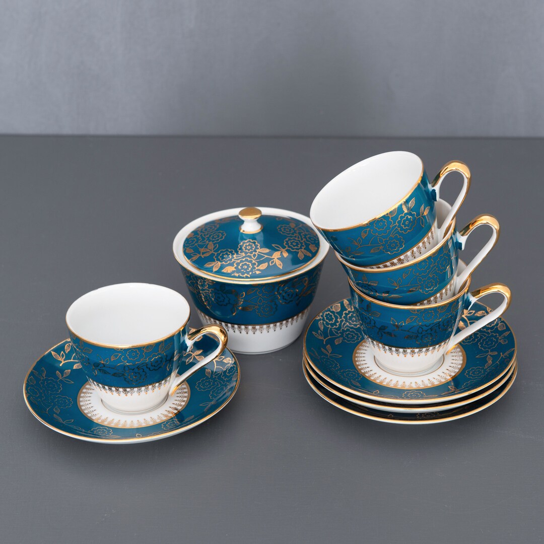 Vintage Porcelain Tea or Coffee Set From MZ Czechoslovakia. 4 Cups With ...