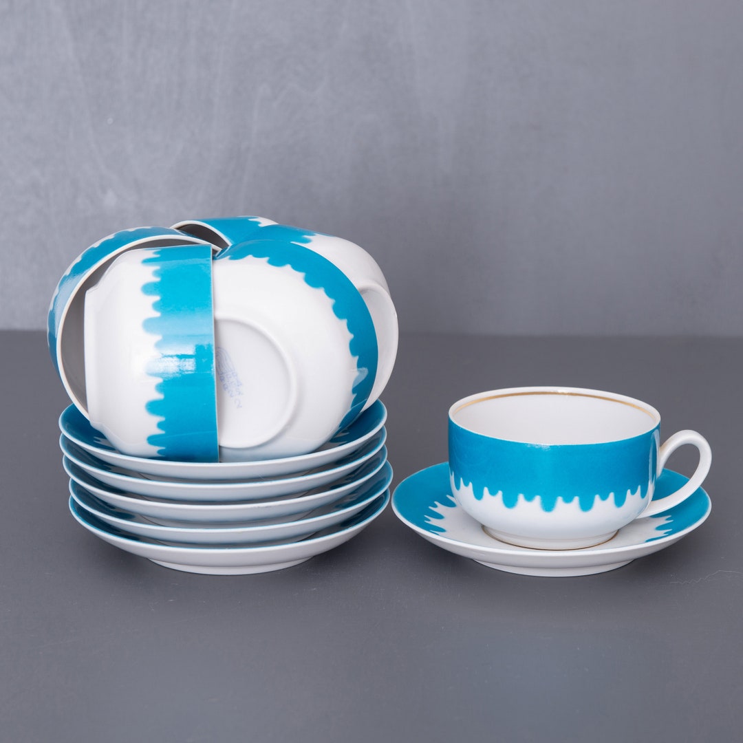 1970s Retro Tea Set. Riga Porcelain Factory. Vintage Tea/coffee Cups ...
