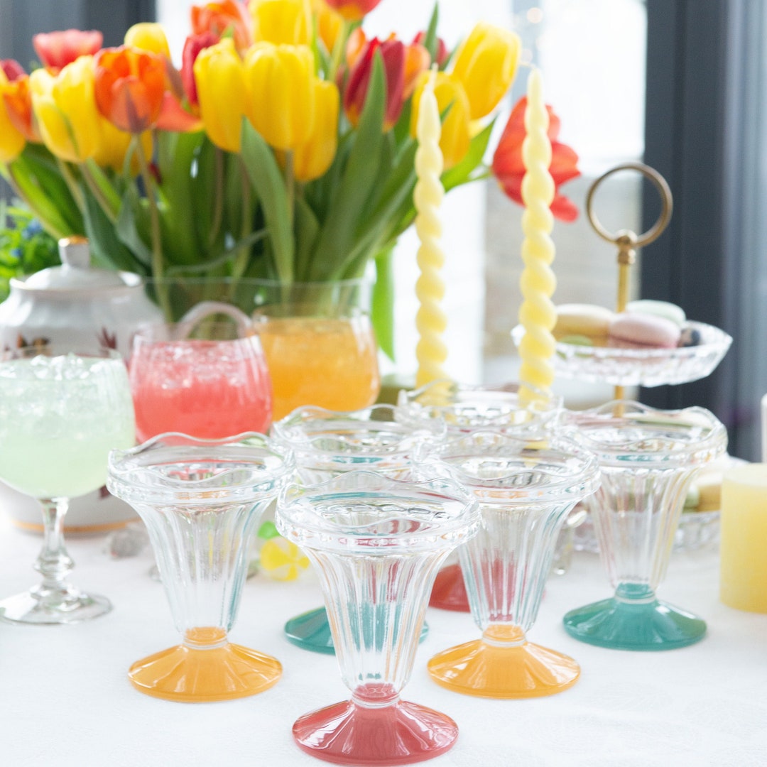 6 Luminarc France Sundae Glasses, French Vintage Ice Cream Coupes ...