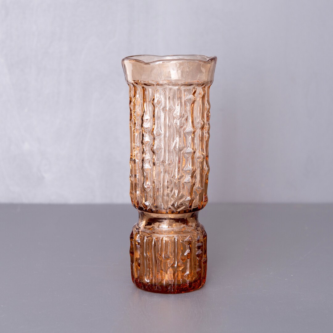 Vintage Rose Tinted Glass Vase: Raised Texture Home Decor - Etsy