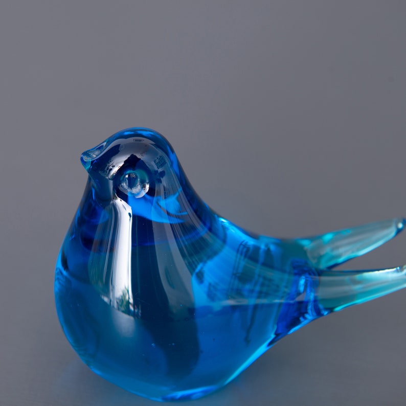 Vintage Blue Glass Bird Figurine: Hand Blown Tropical Decor - Etsy