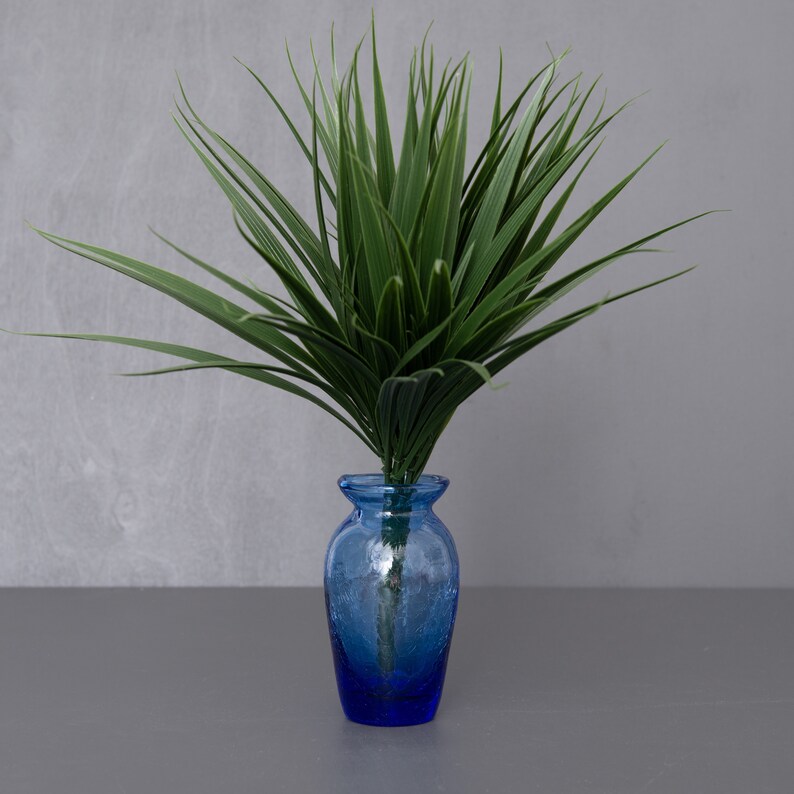 Small Crackle Effect Vase, Blue Glass Vase, Handmade Sky Blue Vase for ...