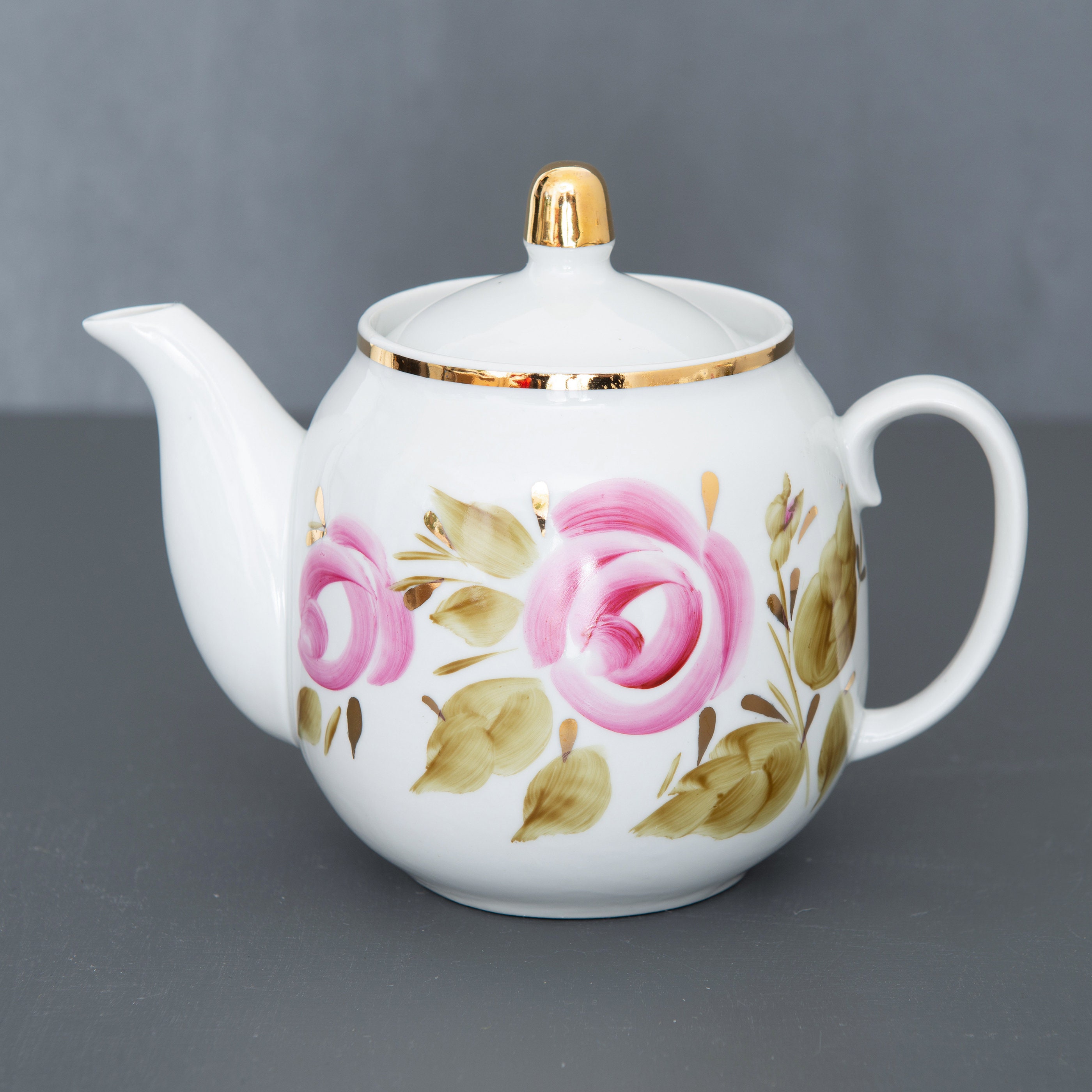 Hand-painted Vintage Tea Set: Baranivka Porcelain, Ukraine, Rose Design ...