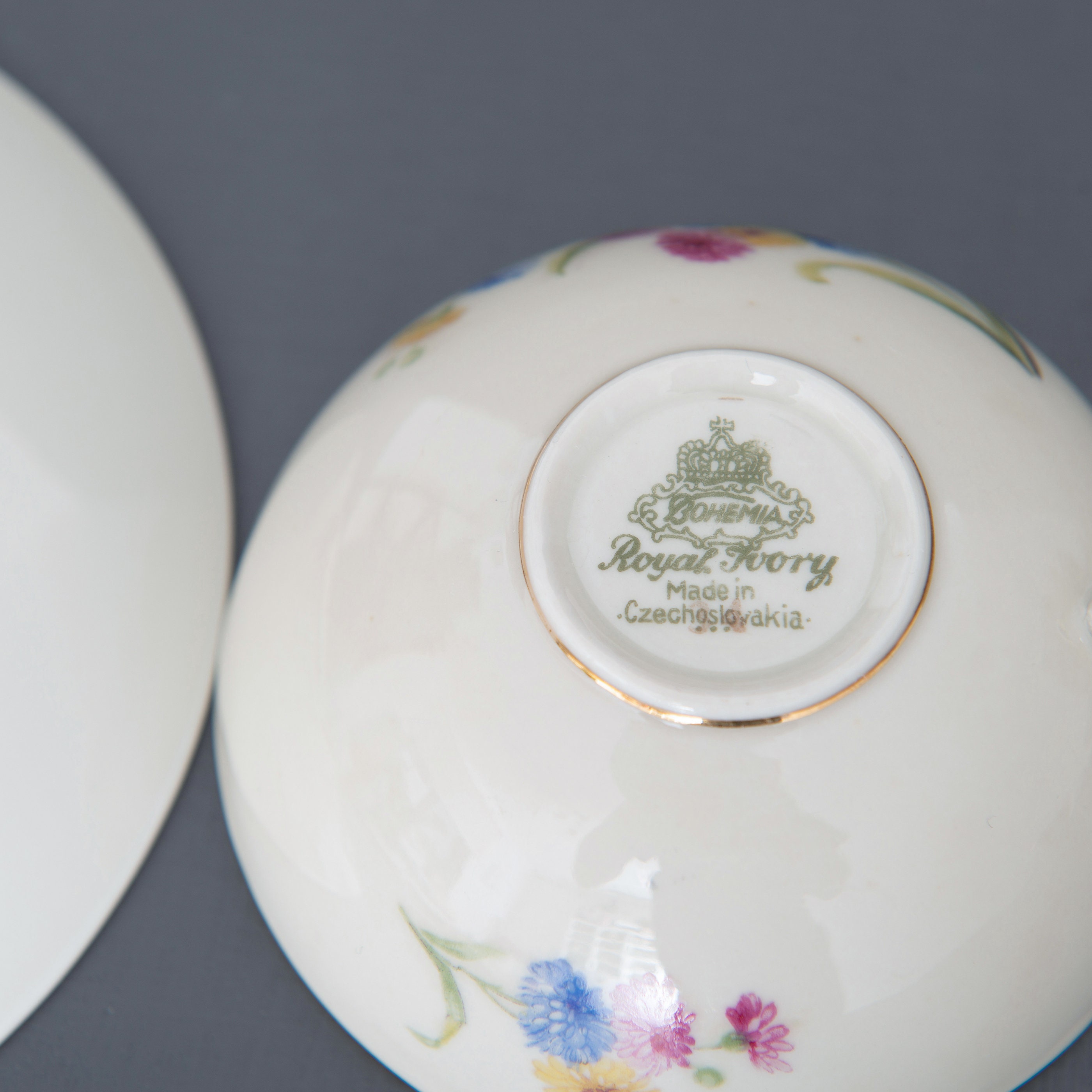 Vintage Royal Ivory Tea Cups: Bohemia Fine China, Floral Design (set of ...