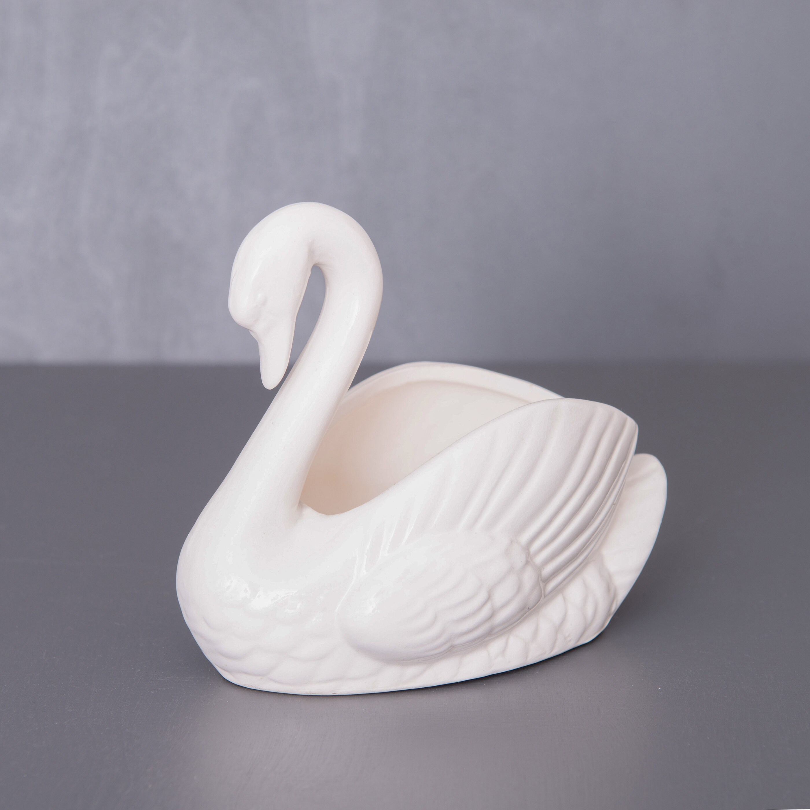 Swan Shaped Ceramic Bowl. Retro Bird Planter. Romantic Interior. Plain ...