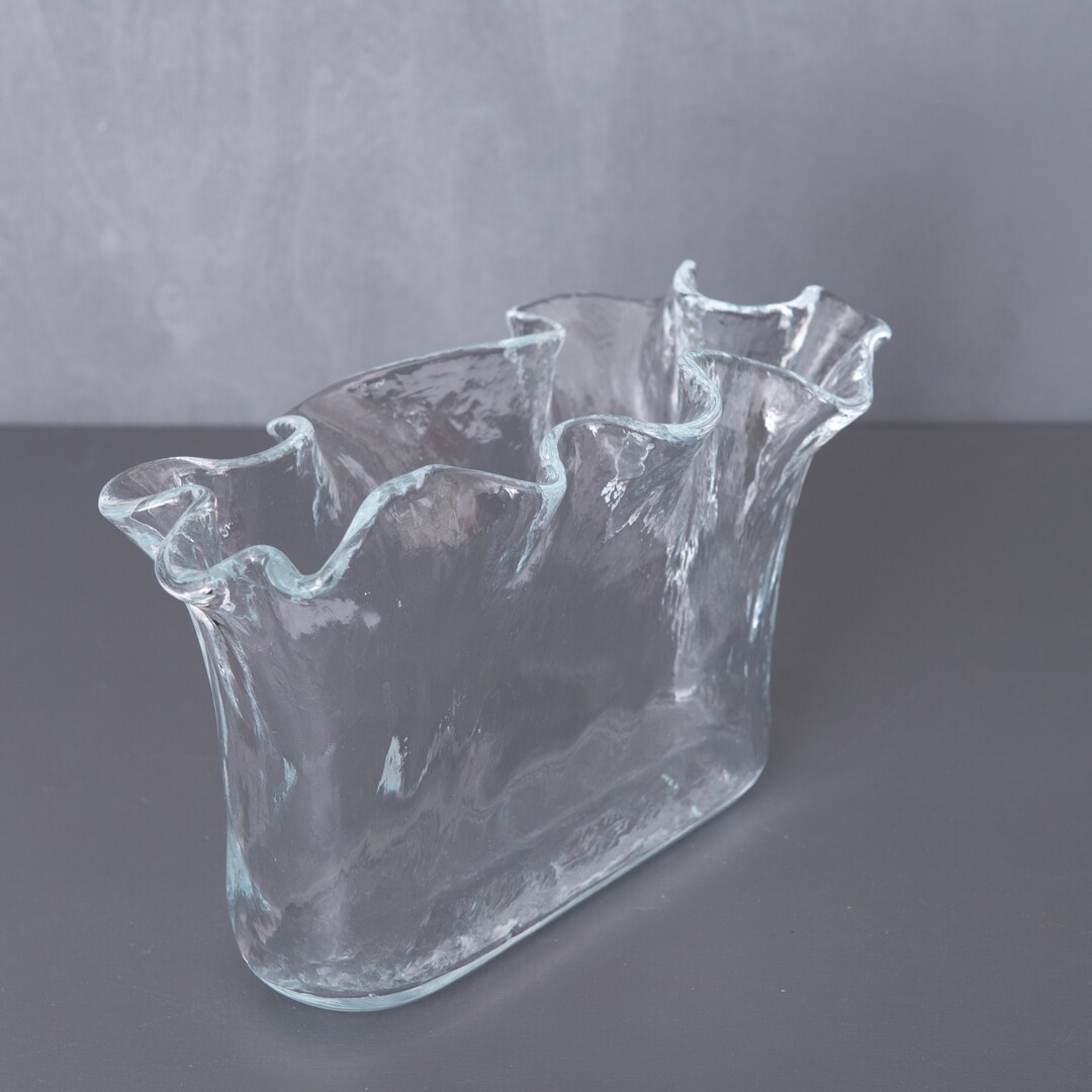 Muurla Finland Vintage Vase Clear Glass Ruffled Handkerchief - Etsy