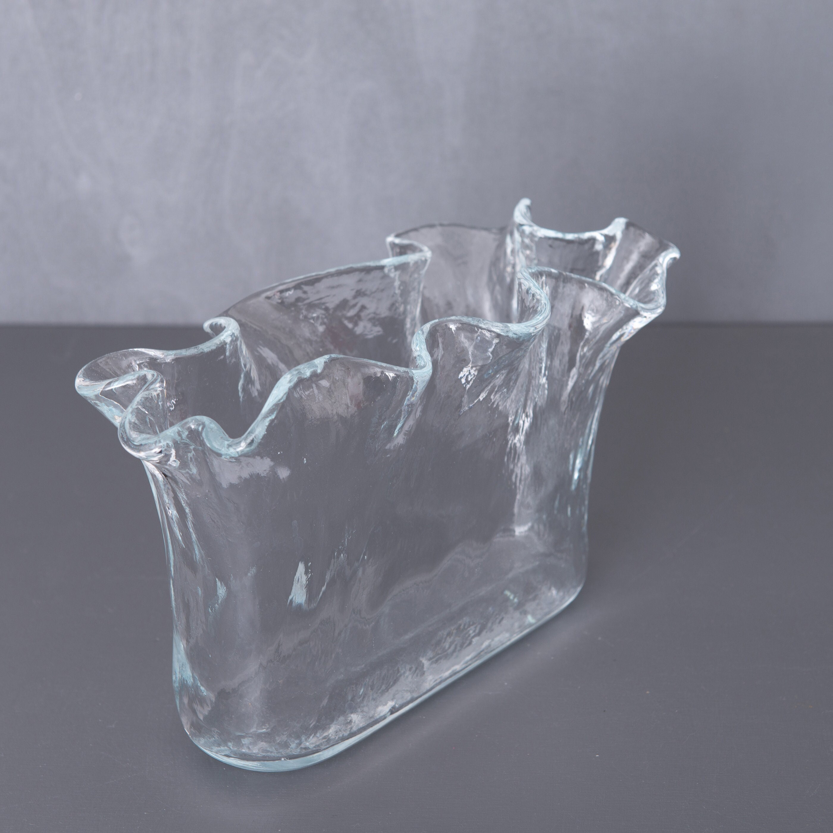 Muurla Finland Vintage Vase Clear Glass Ruffled Handkerchief - Etsy