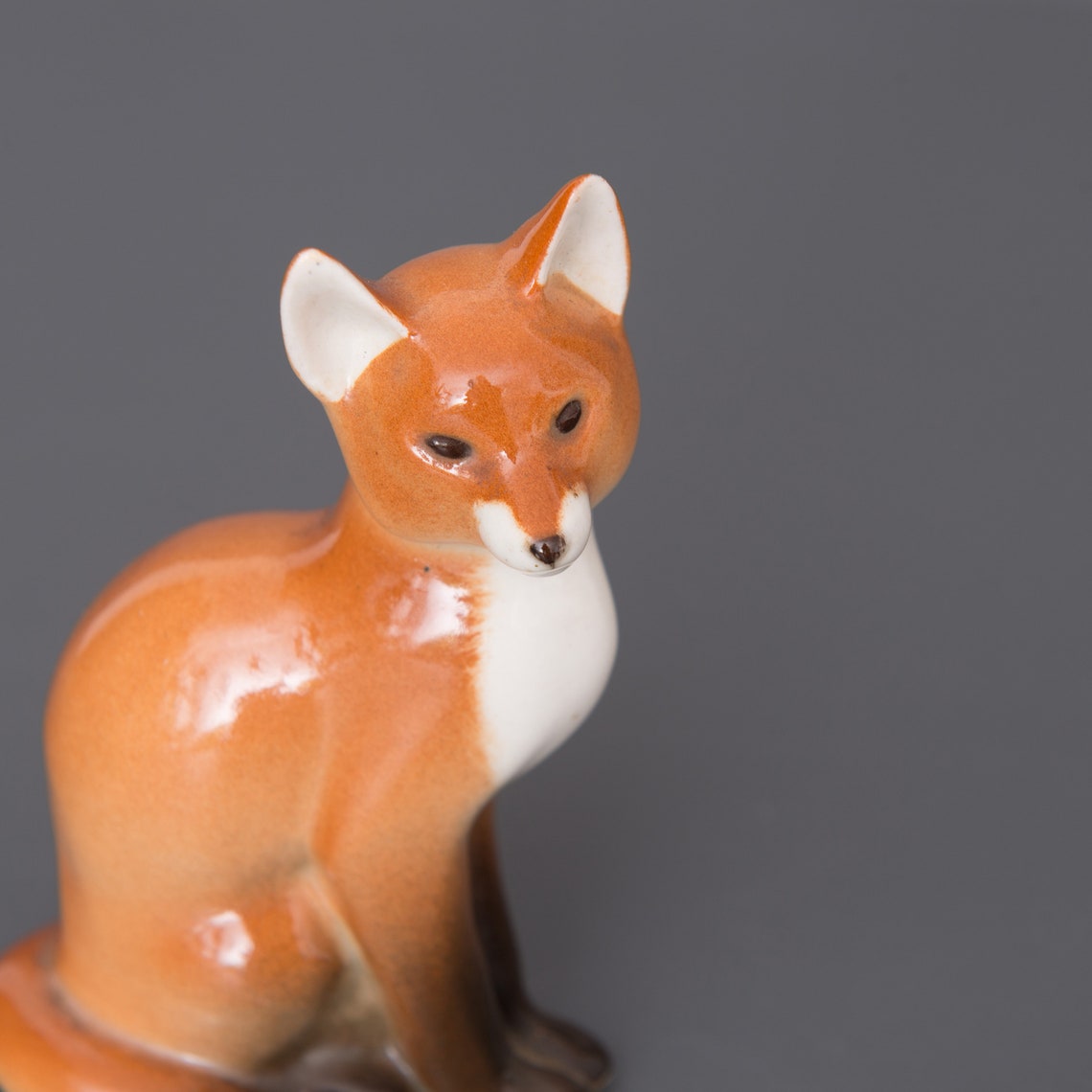Vintage Porcelain Fox Statue. Imperial Lomonosov Porcelain Factory ...