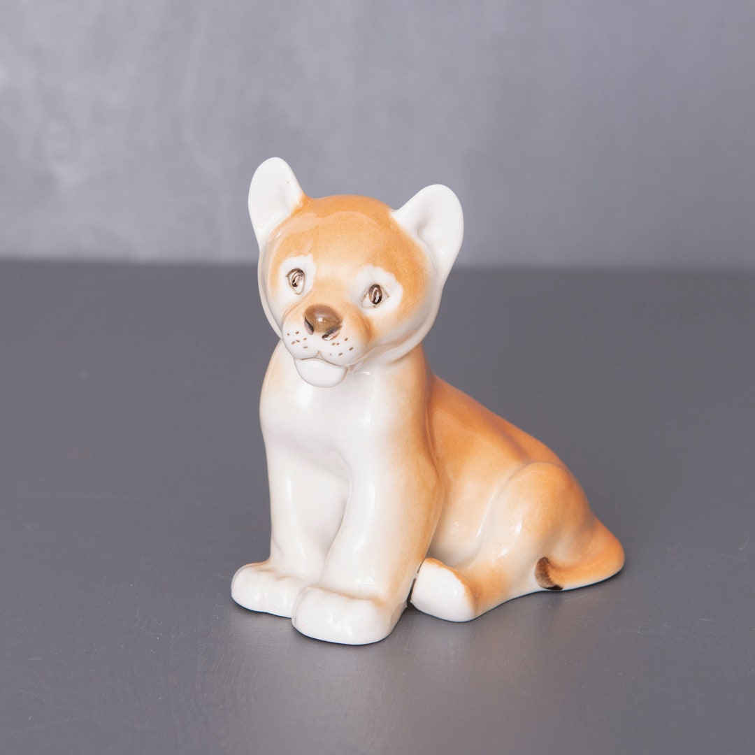 Vintage Porcelain Lion Cub Figurine, 1960s Lomonosov (LFZ) Factory ...