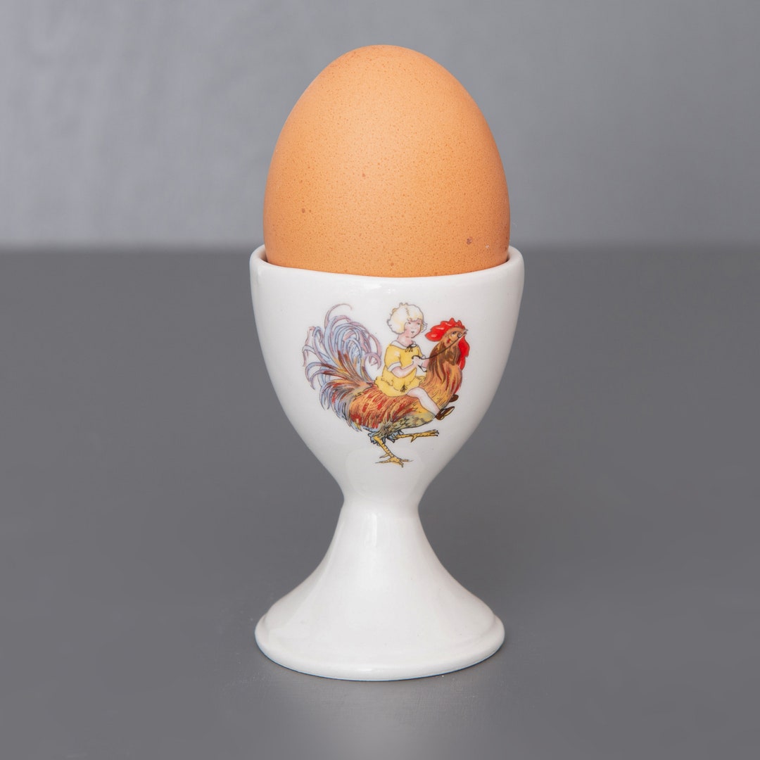 Vintage Porcelain Egg Cup, Illustrated Collectible Egg Cup With a ...