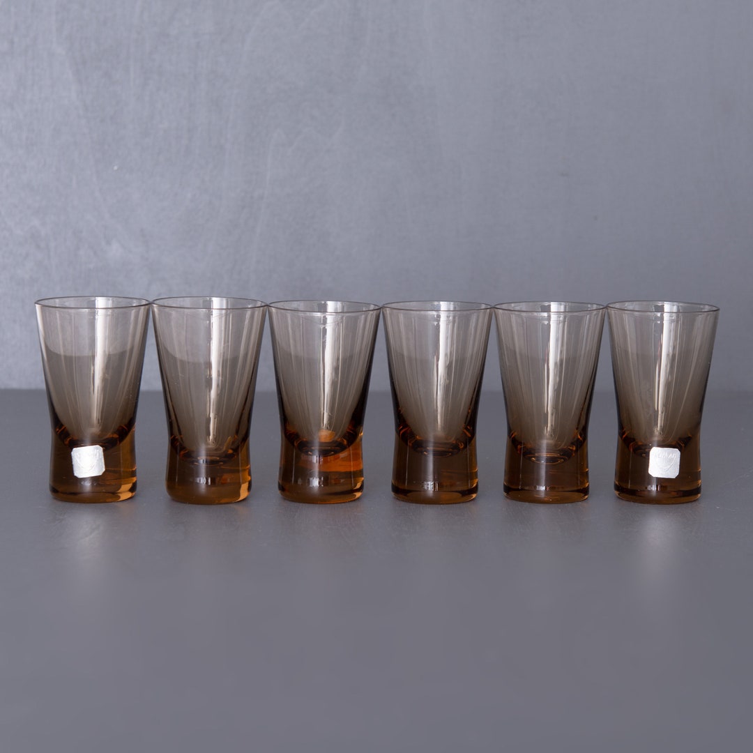 6 Vintage Neman Schnapps Glasses: Smoky Bronze Mid Century Barware - Etsy