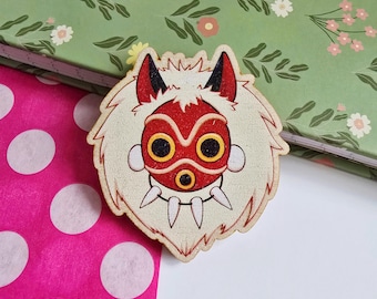 Princess Mononoke Wolf Mask Wooden Magnet: Studio Ghibli Anime Kitchen ...