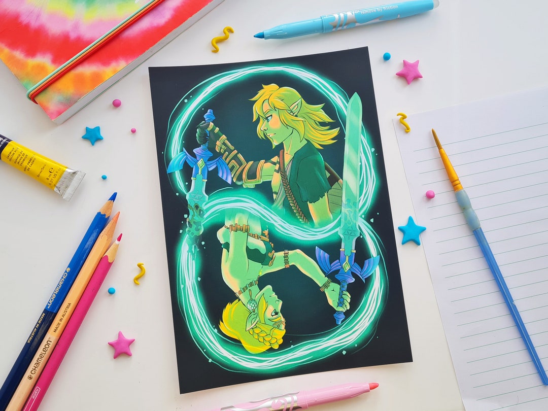 Link and Zelda A5/A4 Art Print TOTK Zonai Illustration Postcard - Etsy UK