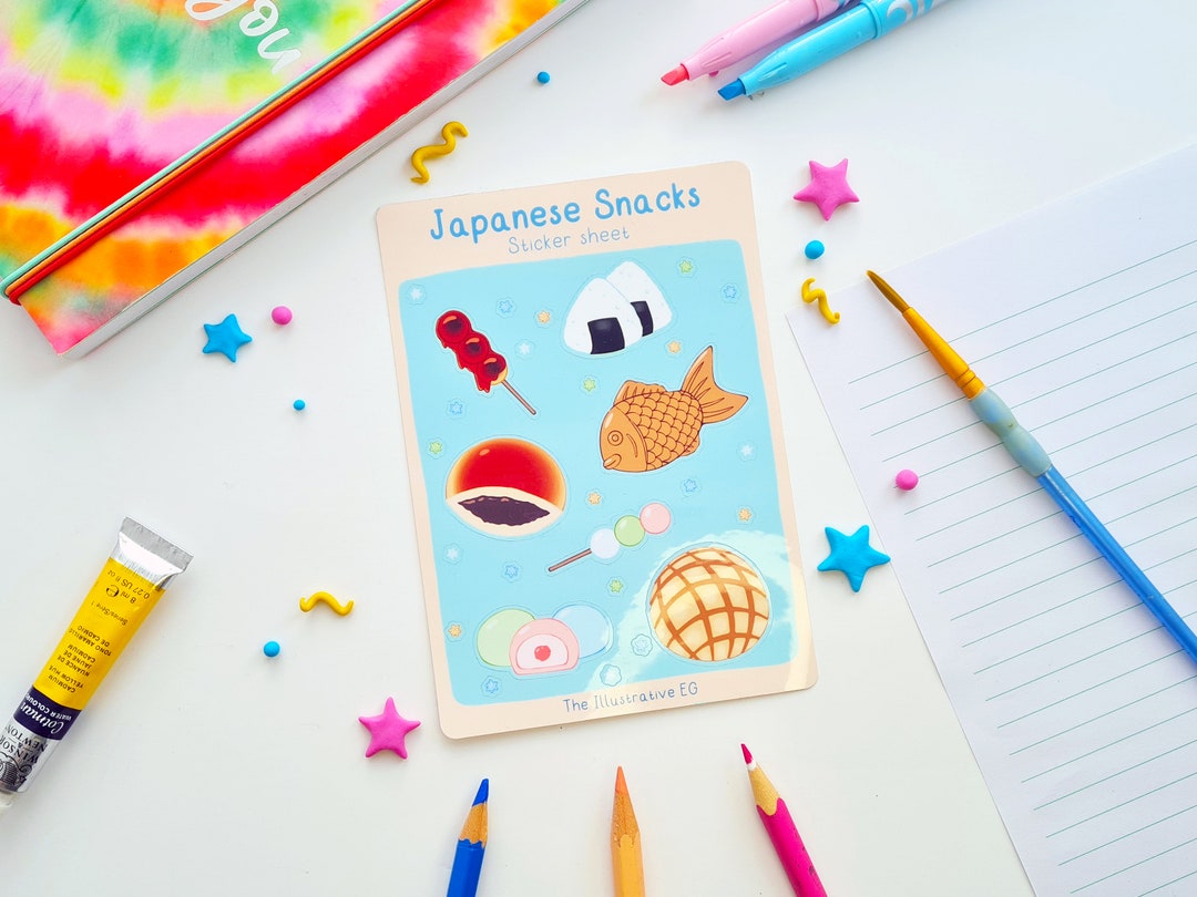 Japanese Snacks Sticker Sheet Gloss Vinyl Waterproof Stickers - Etsy