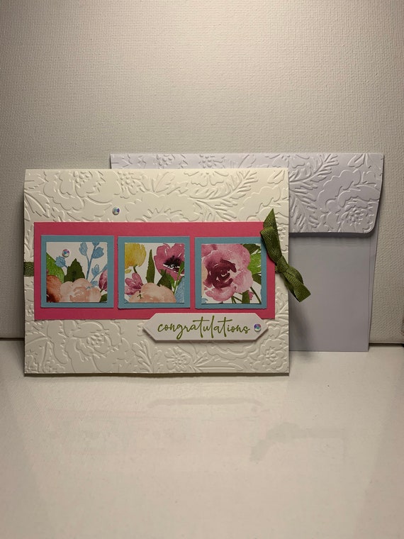 Homemade Greeting Card Congratulations Floral - Etsy