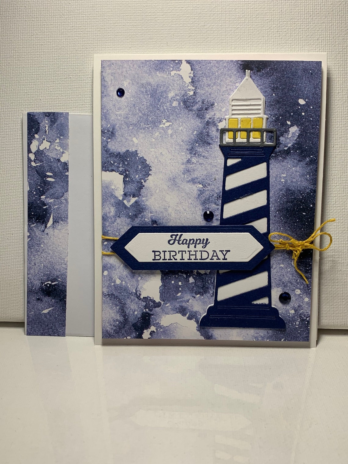 Homemade Greeting Card Birthday Lighthouse Nautical - Etsy