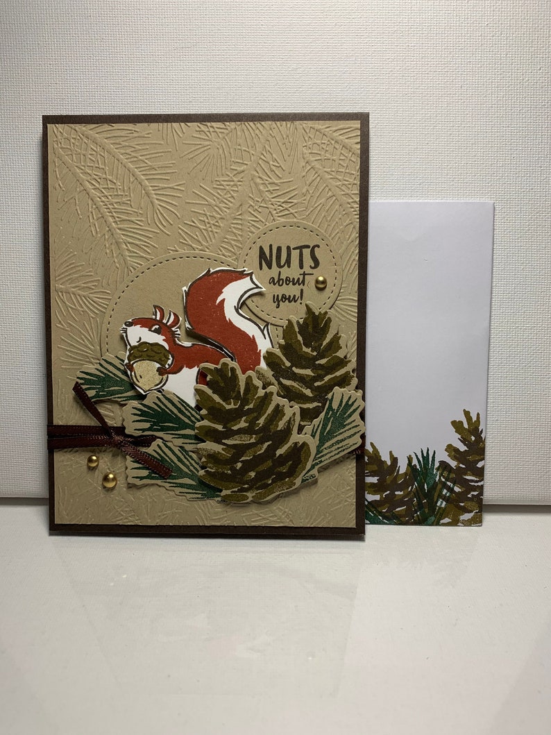 Homemade Greeting Card - Love - Squirrels - Pinecones - Trees - Stampin ...