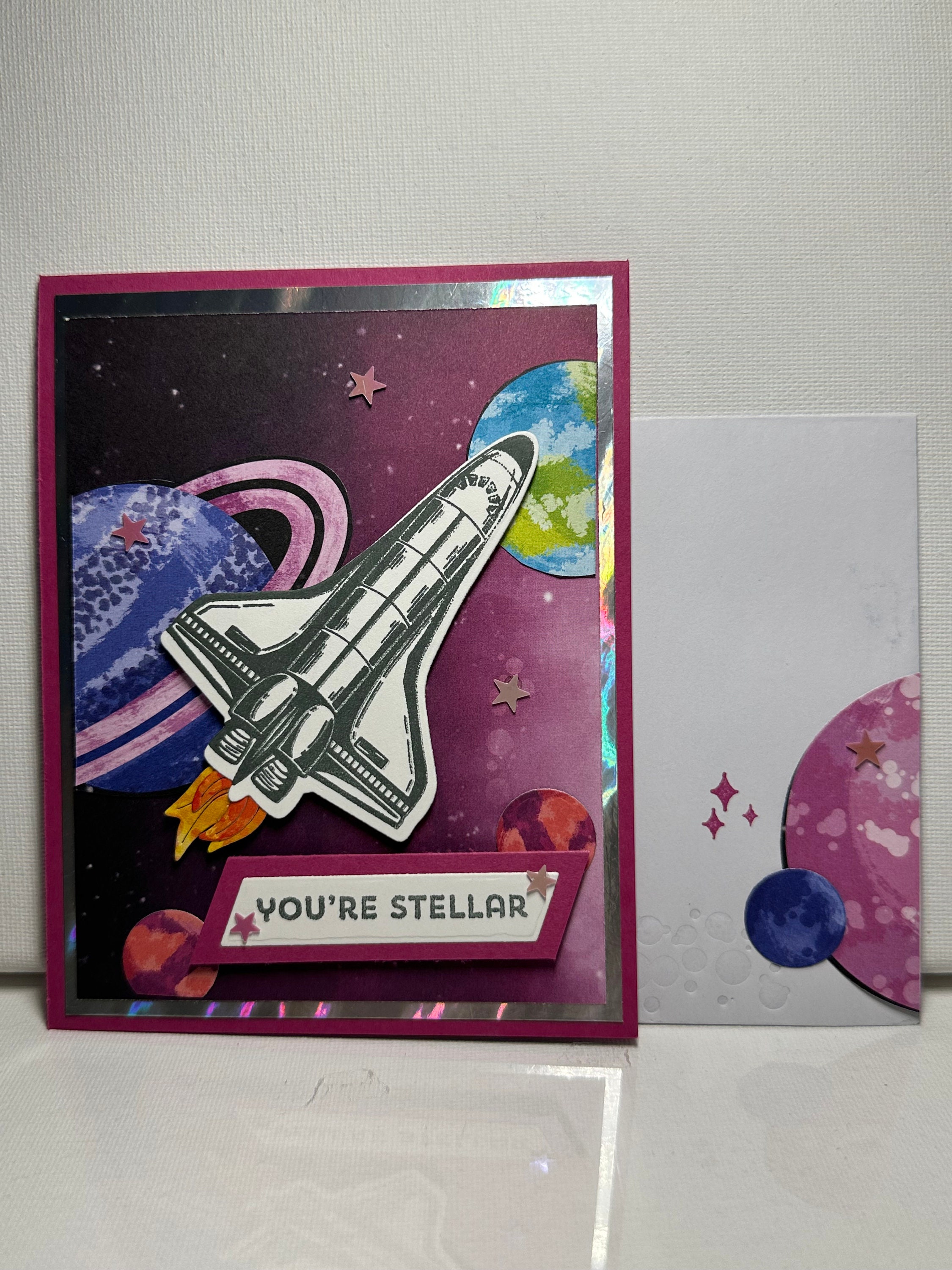 Homemade Greeting Card - Planets - Astronaut - Space Shuttle - Rocket ...
