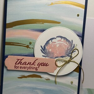 Homemade Greeting Card - Thank You - Crab - Ocean - Stampin' Up - Etsy