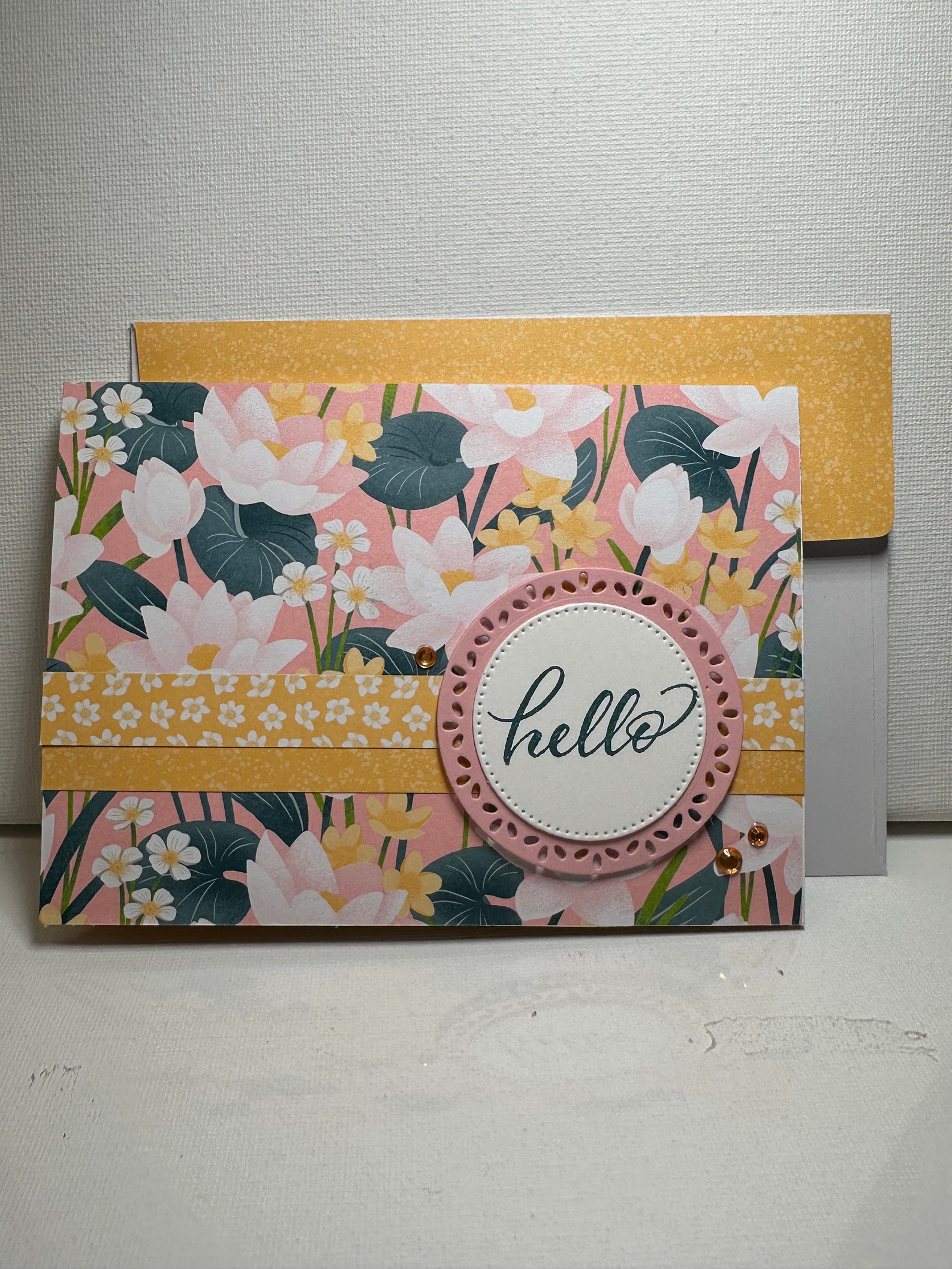 Homemade Greeting Card - Hello - Lilly Pad - Stampin' Up - Etsy