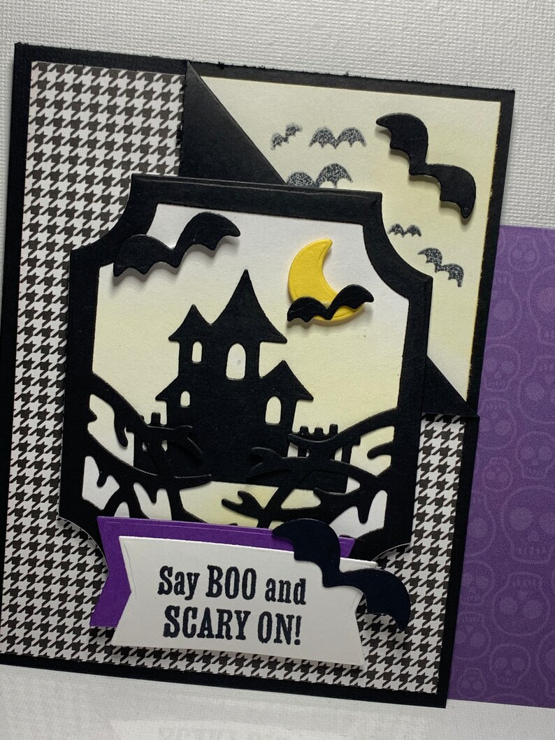 Homemade Greeting Card - Halloween - Treaters - Bats - Haunted House ...