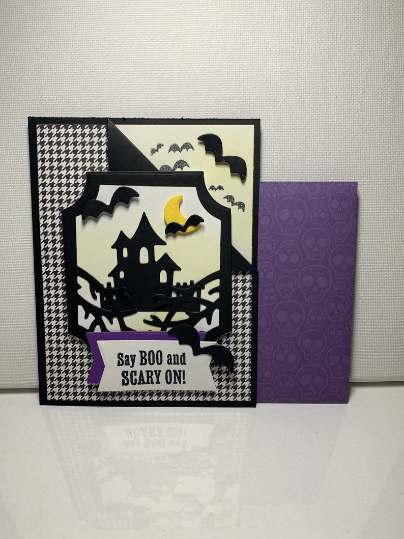 Homemade Greeting Card - Halloween - Treaters - Bats - Haunted House ...