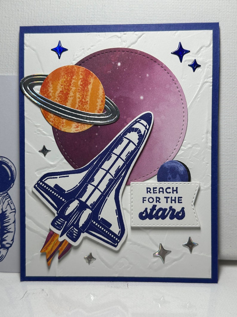 Homemade Greeting Card - Planets - Astronaut - Space Shuttle - Rocket ...