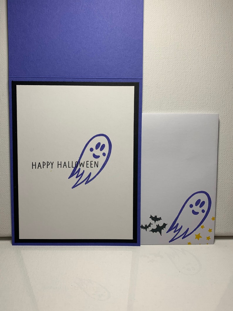 Homemade Greeting Card - Halloween - Ghost - Bats - Stars - Spiders ...