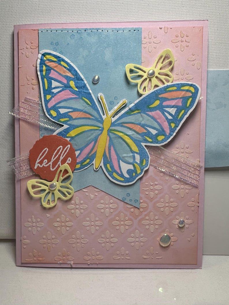 Homemade Greeting Card - Hello - Butterflies - Stampin' Up - Etsy