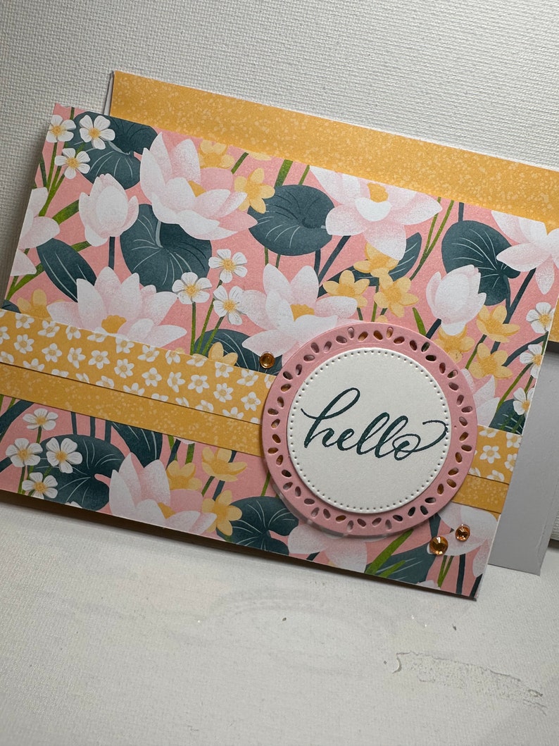 Homemade Greeting Card - Hello - Lilly Pad - Stampin' Up - Etsy