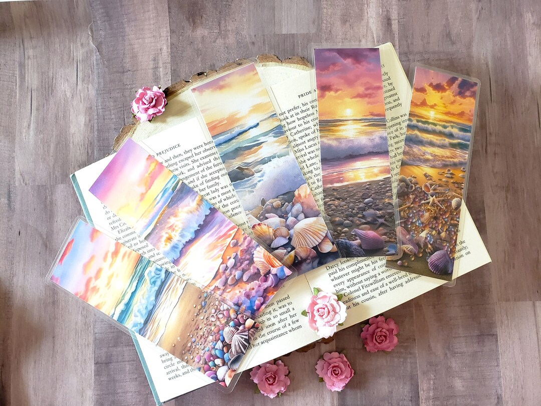 Sunset Bookmark | Beach Bookmark | Sunset at Beach Bookmark | Gift for ...