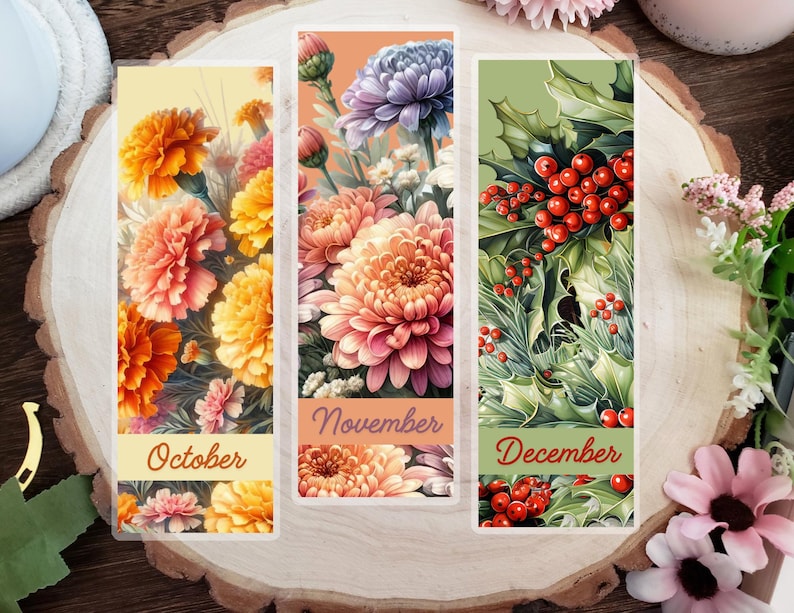 Birth Month Flower Bookmark | Birthday Bookmark | Gift for Readers ...