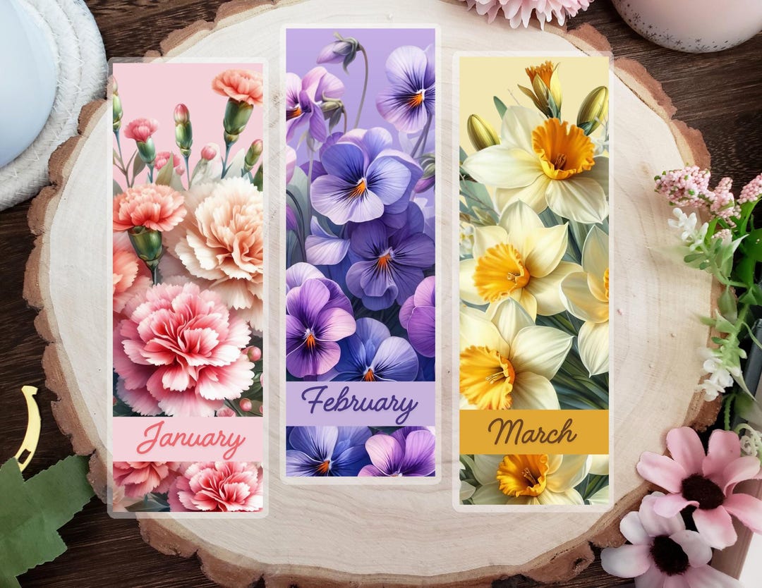 Birth Month Flower Bookmark | Birthday Bookmark | Gift for Readers ...