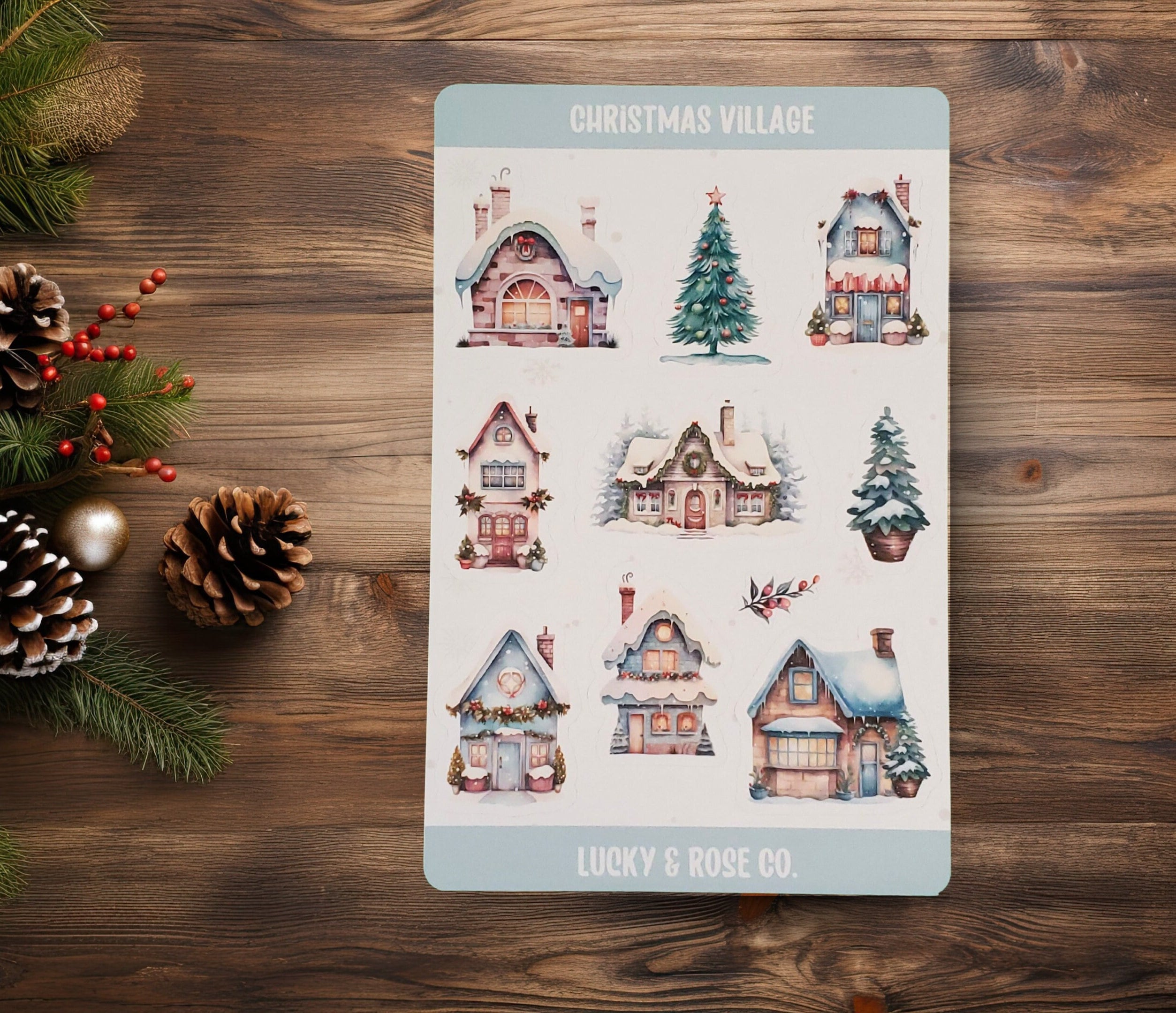 Winter Village Sticker Sheet Winter Stickers Christmas Village Stickers ...