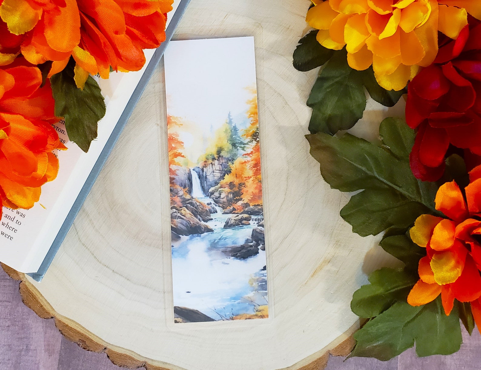 Autumn Waterfalls Bookmark | Fall Bookmark | Waterfalls Bookmark | Cozy ...