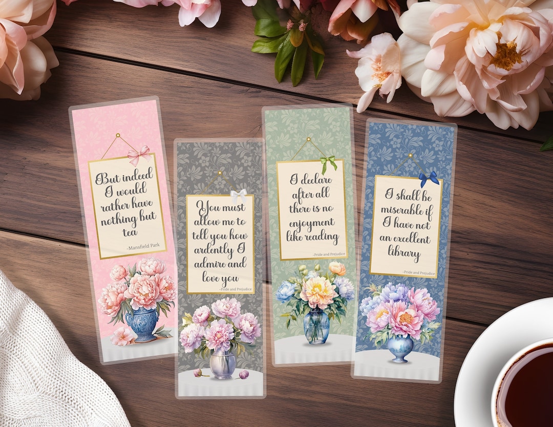 Jane Austen Bookmark | Jane Austen Quotes Bookmark | Gift for Book ...
